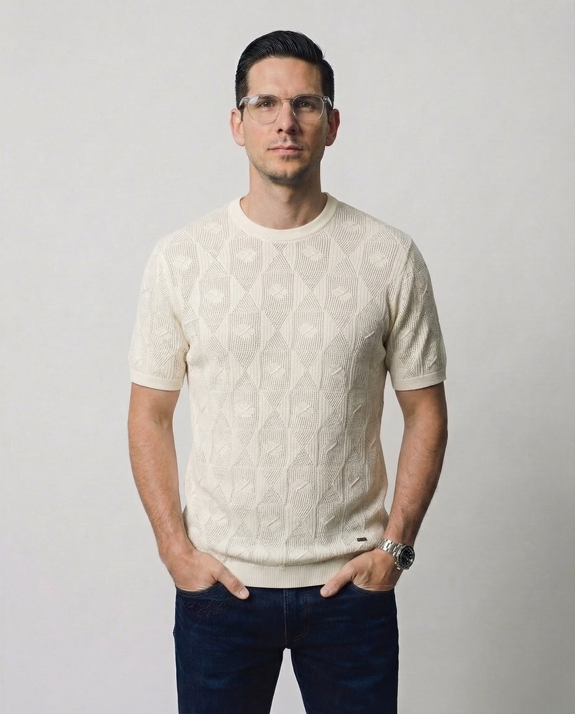 Geometric Men's Round Neck Sweater | Modern Pattern Design | RAHMANS